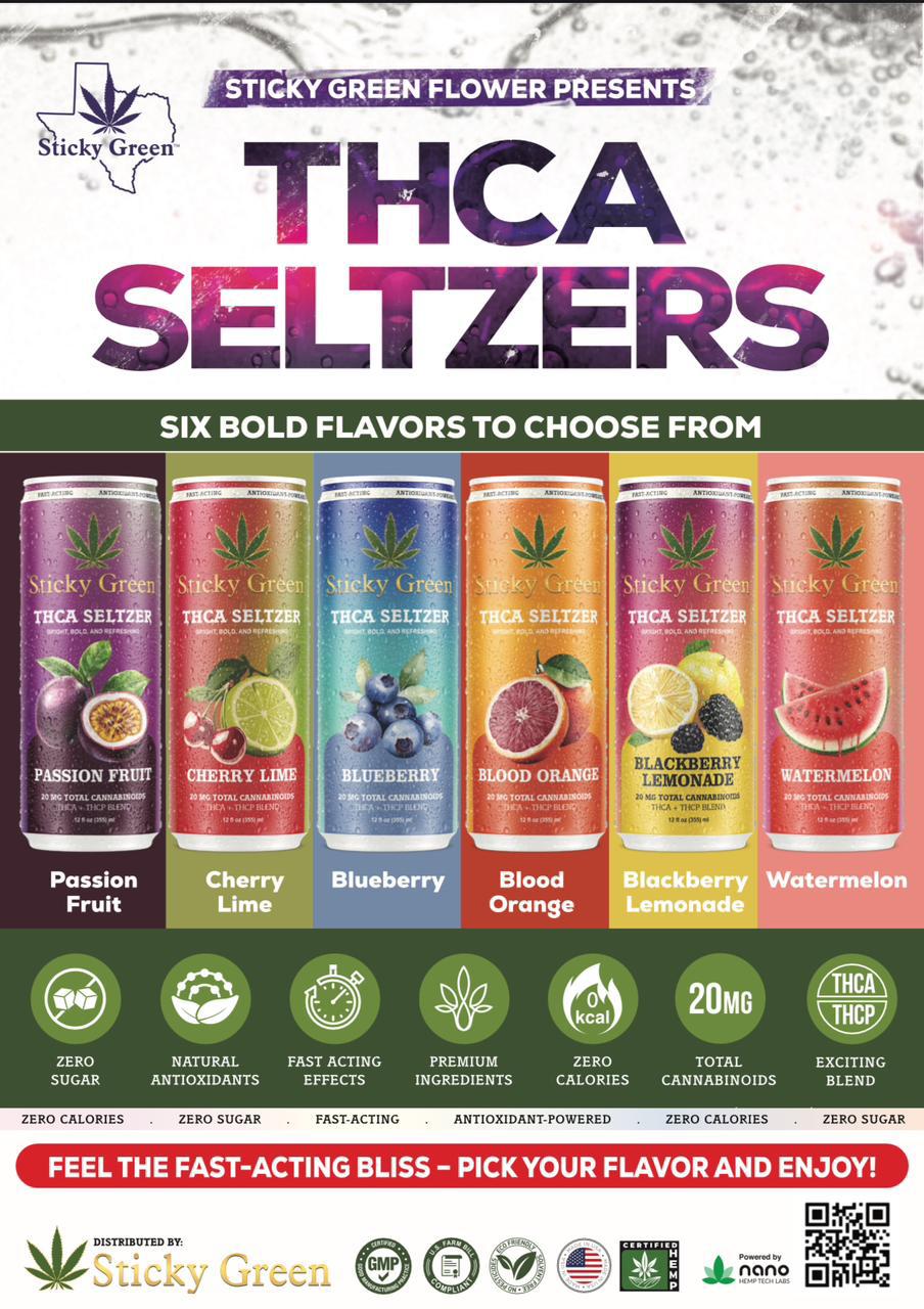 THCA Seltzer 4 pack – Sticky Green Flower
